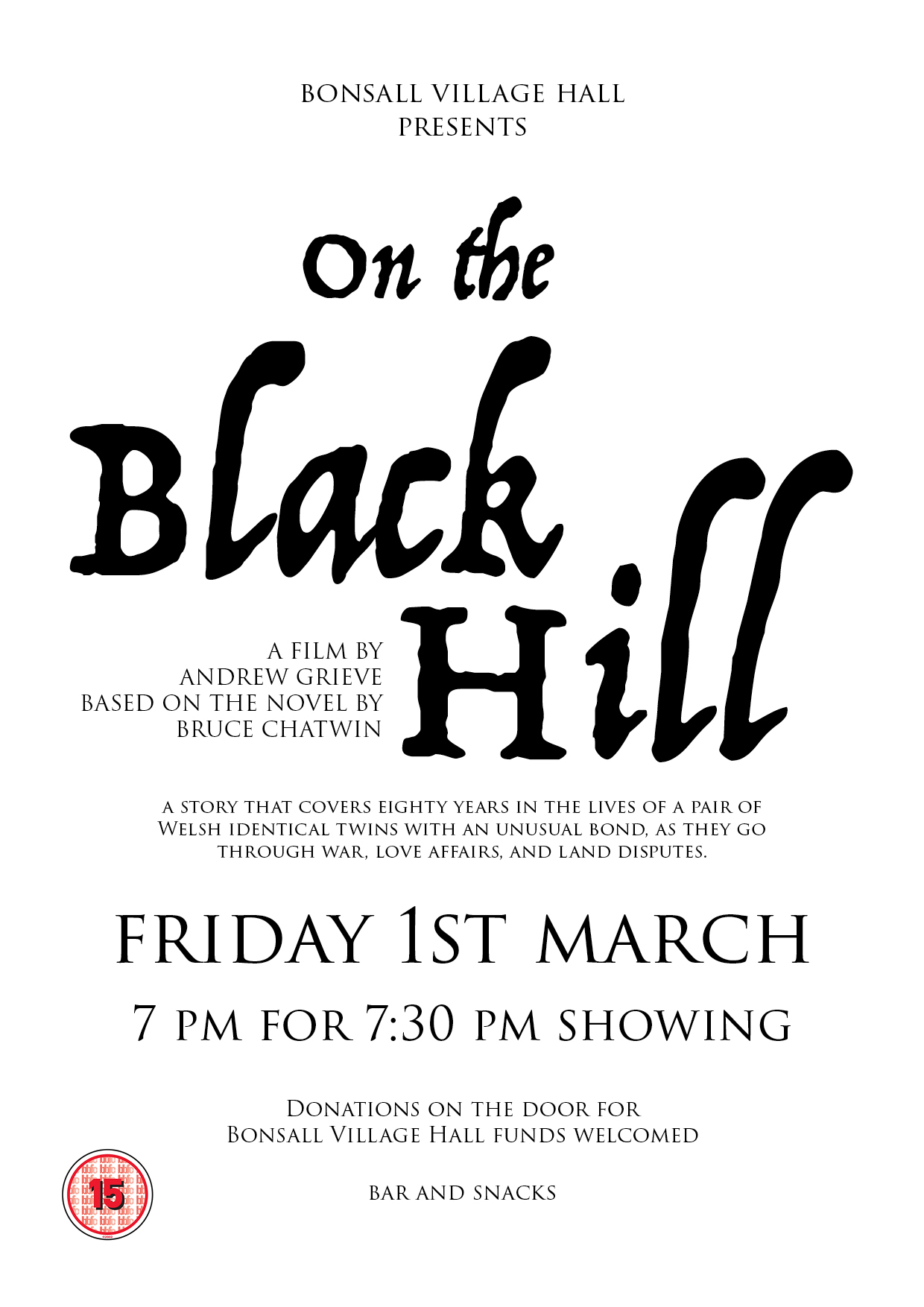 Film Night – On the Black Hill – Bonsall Village Hall