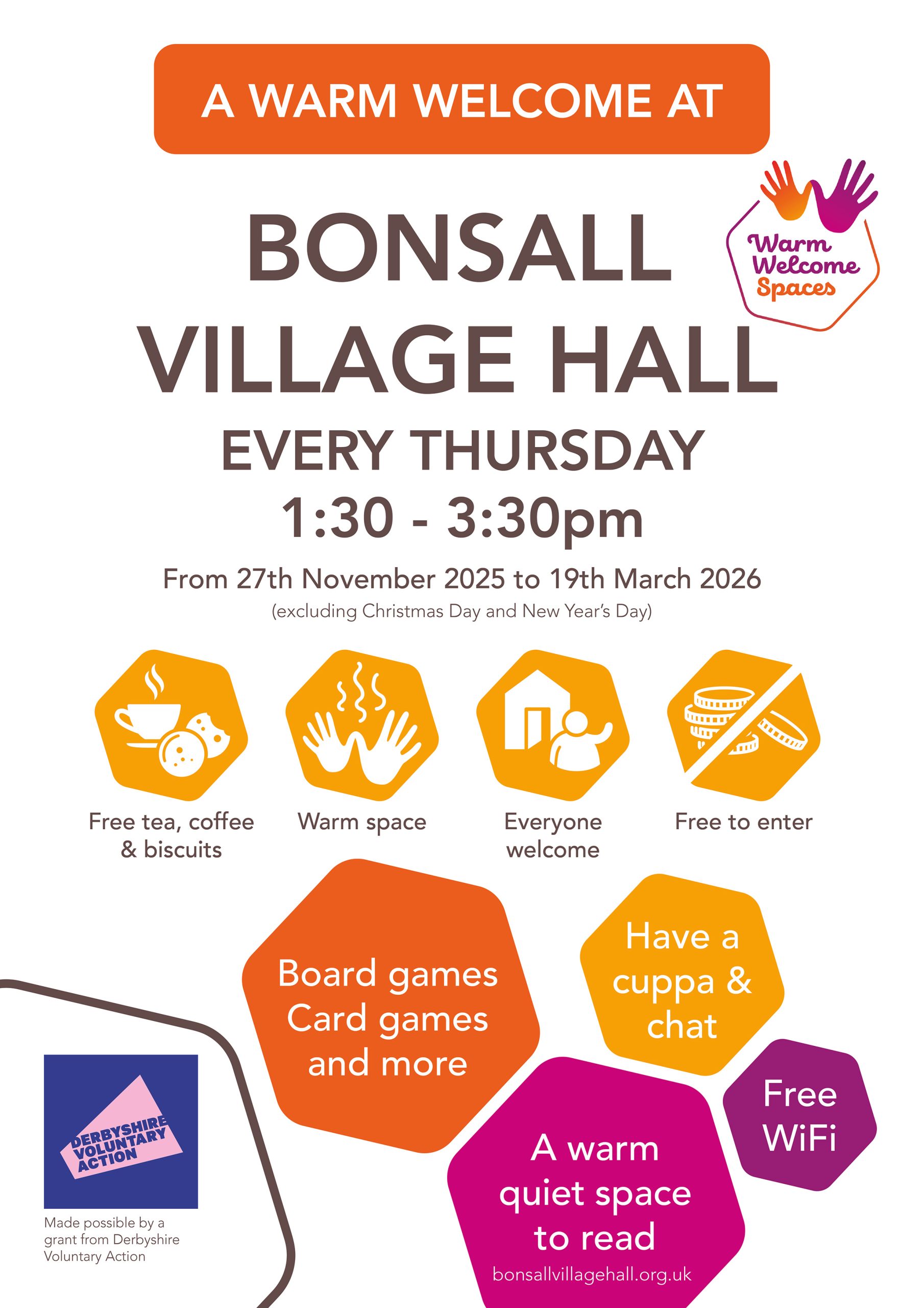 Warm Welcome Spaces – Bonsall Village Hall